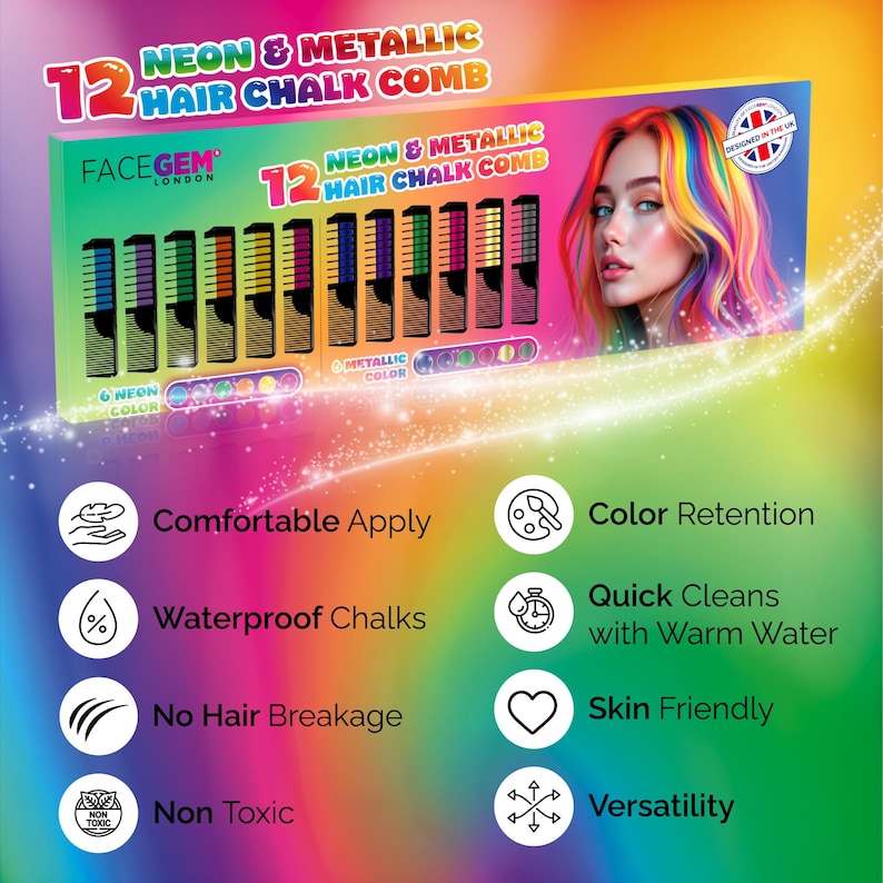 12 PCS Ultra Hair Chalk Comb, Temporary Bright Hair Color for Girls ...