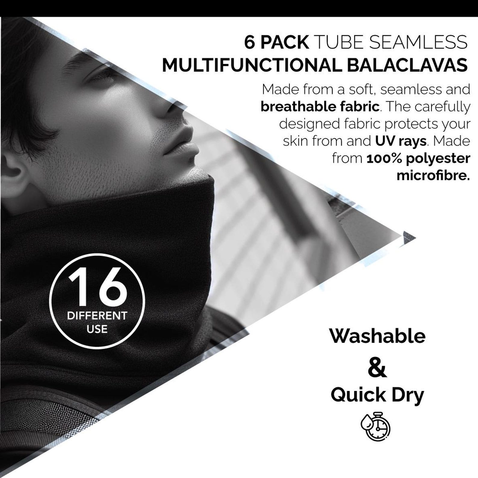 6 PCS Unisex Neck Warmer, Tube Seamless Multifunctional Balaclavas ...