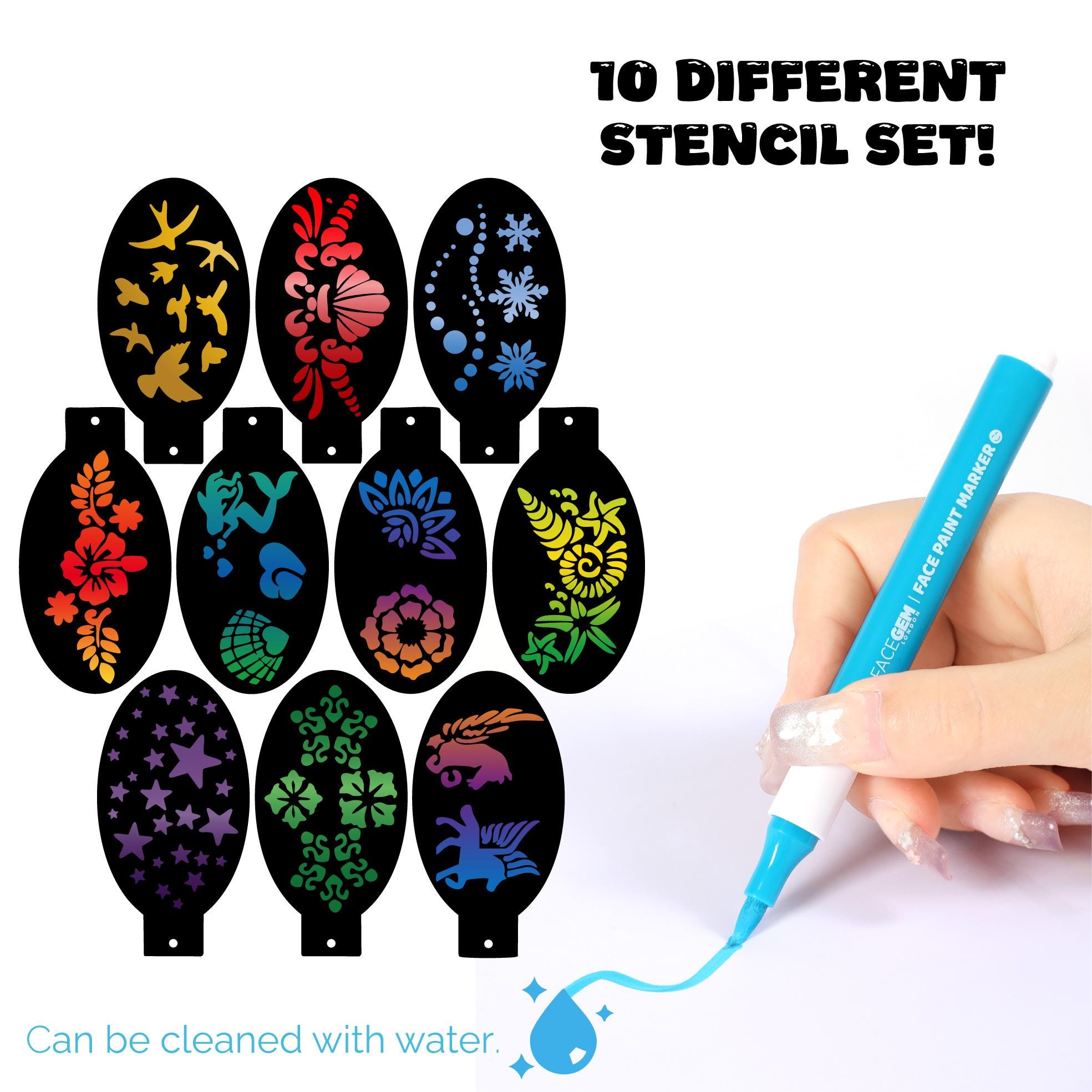12 Colour Face Paint – Water-based – MESS FREE Face Painting Kit With ...