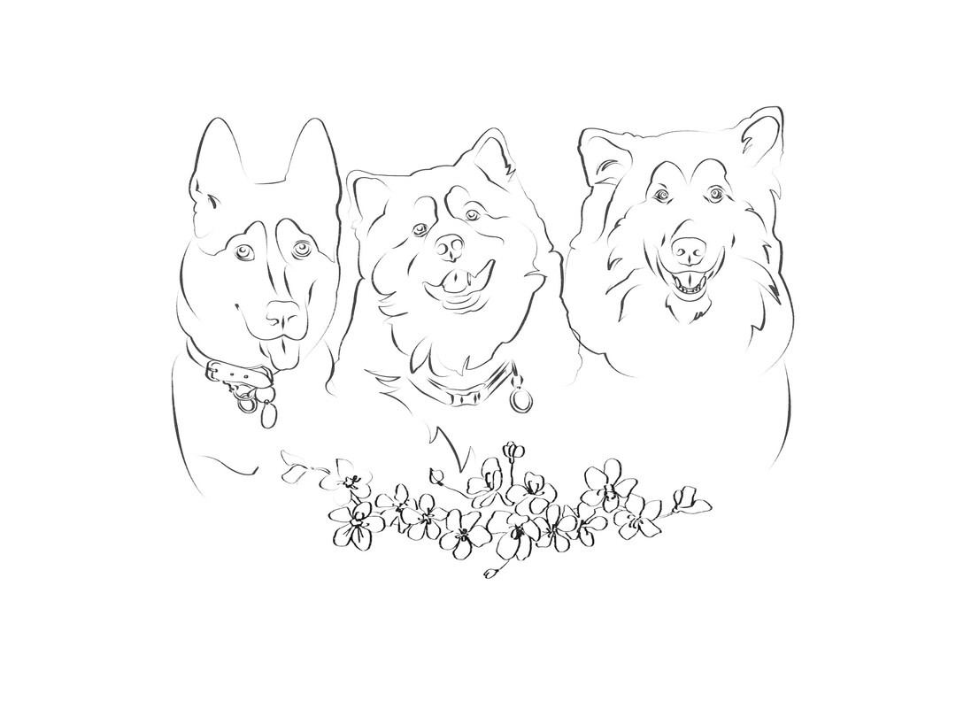 Christmas Gift Custom Line Drawing Pet Dog Portraitline - Etsy