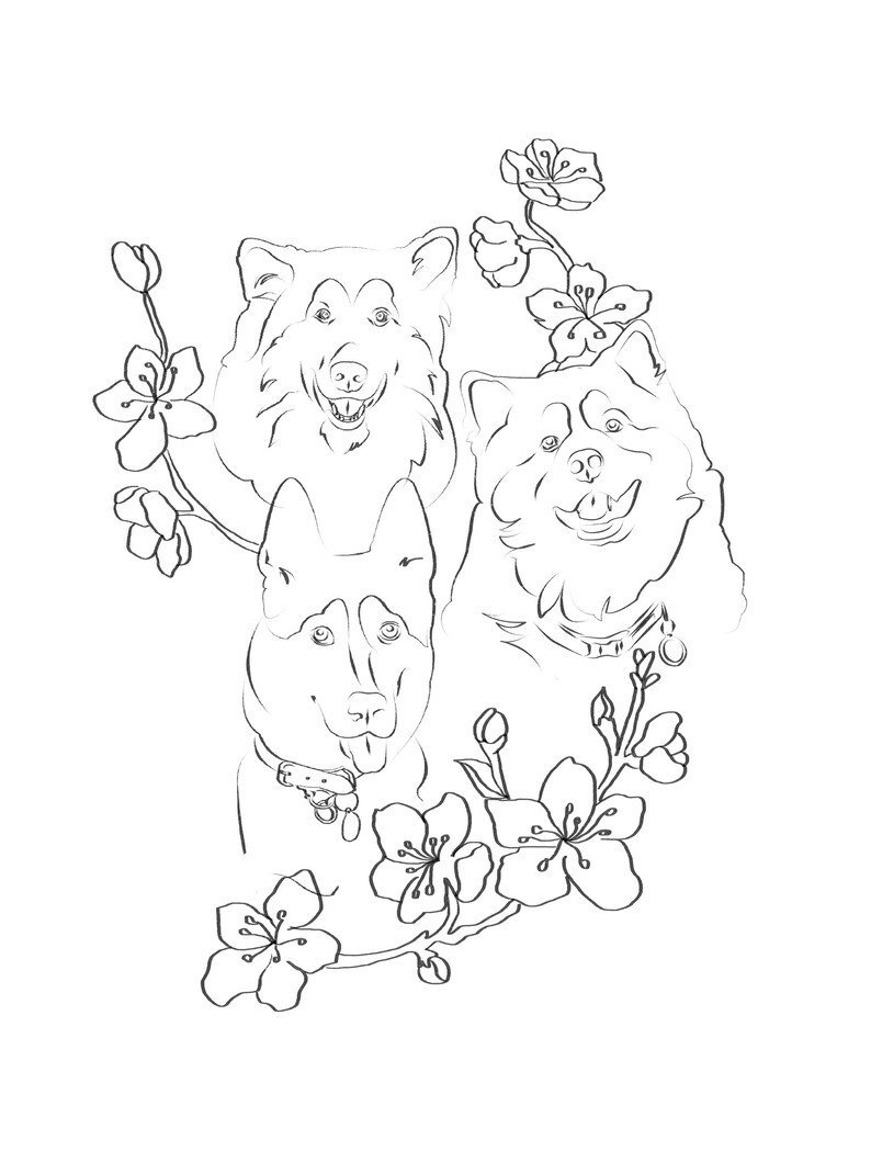 Christmas Gift Custom Line Drawing Pet Dog Portraitline - Etsy