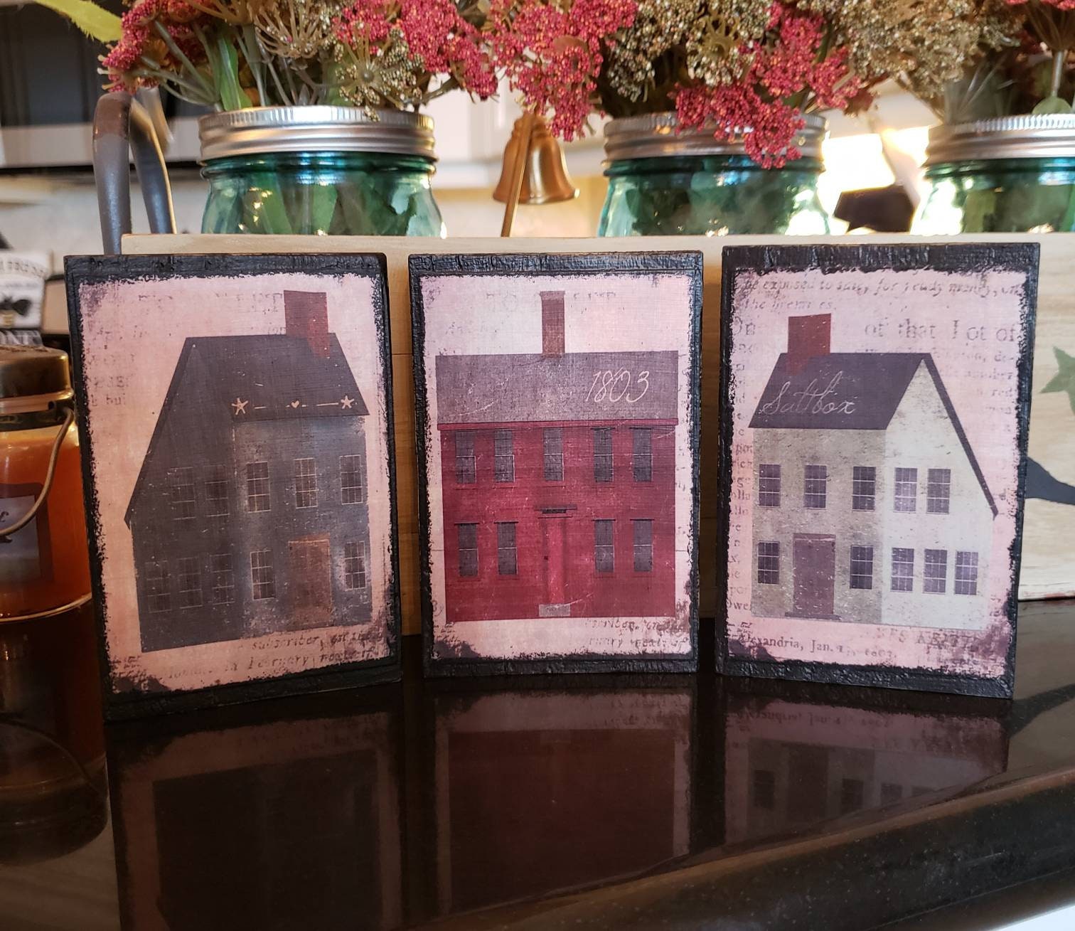 Primitive Saltbox Houses Wood Blocks Set Shelf Sitter - Etsy
