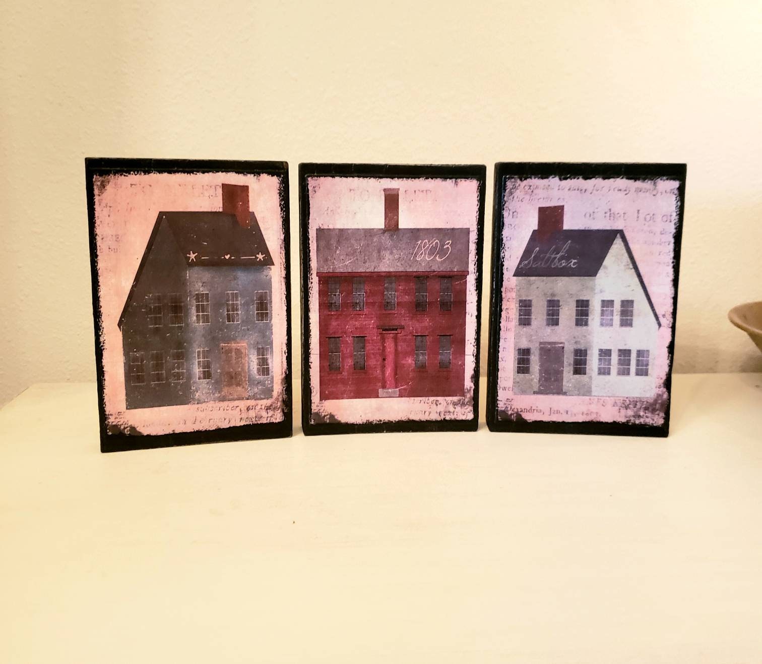 Primitive Saltbox Houses Wood Blocks Set Shelf Sitter - Etsy