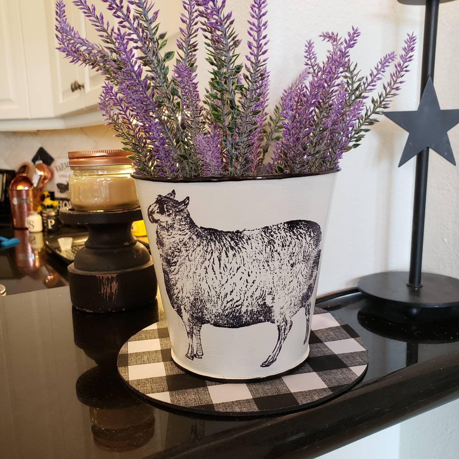 6 Tin Planter Pot With Sheep or Pig Farmhouse Country | Etsy