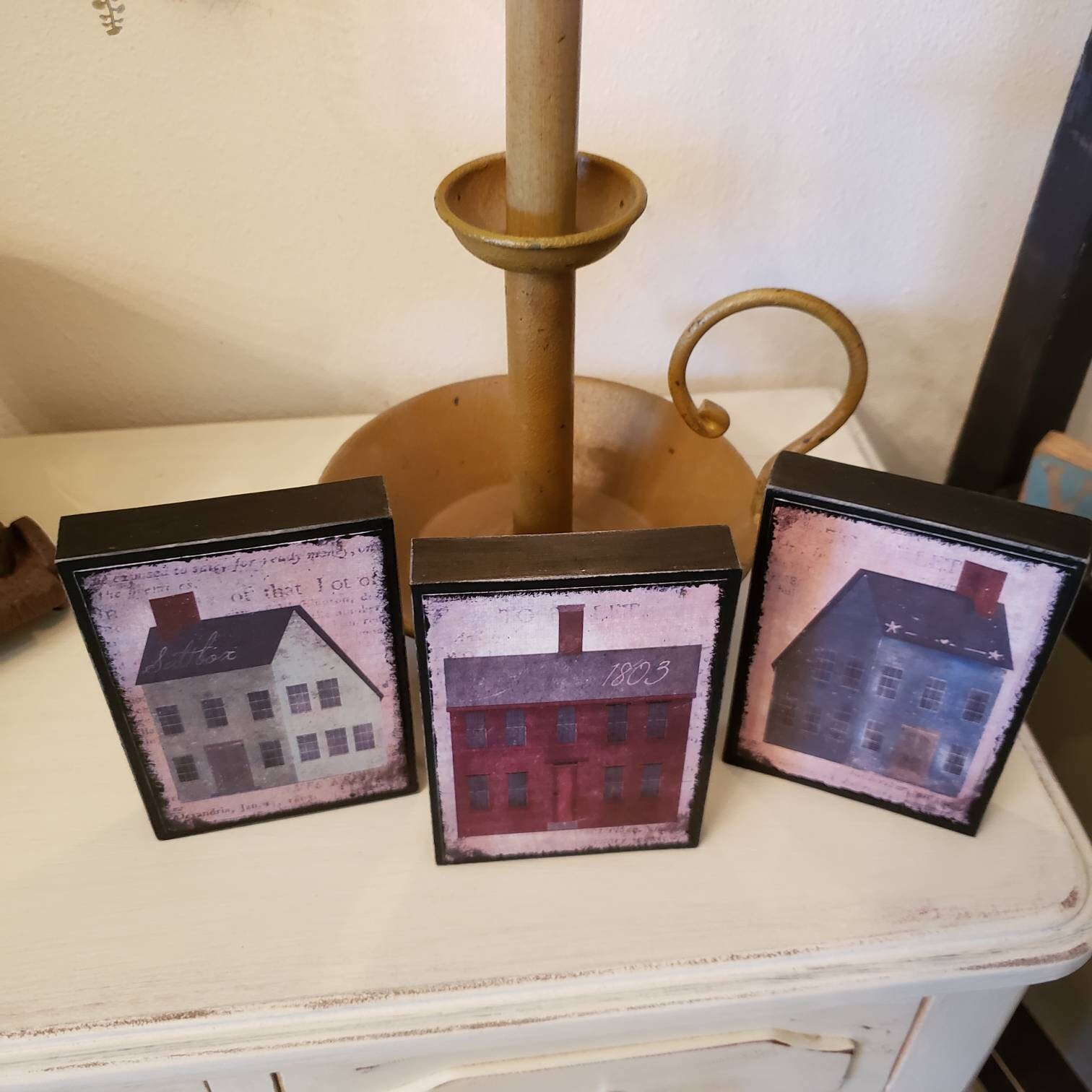 Primitive Saltbox Houses Wood Blocks Set Shelf Sitter - Etsy