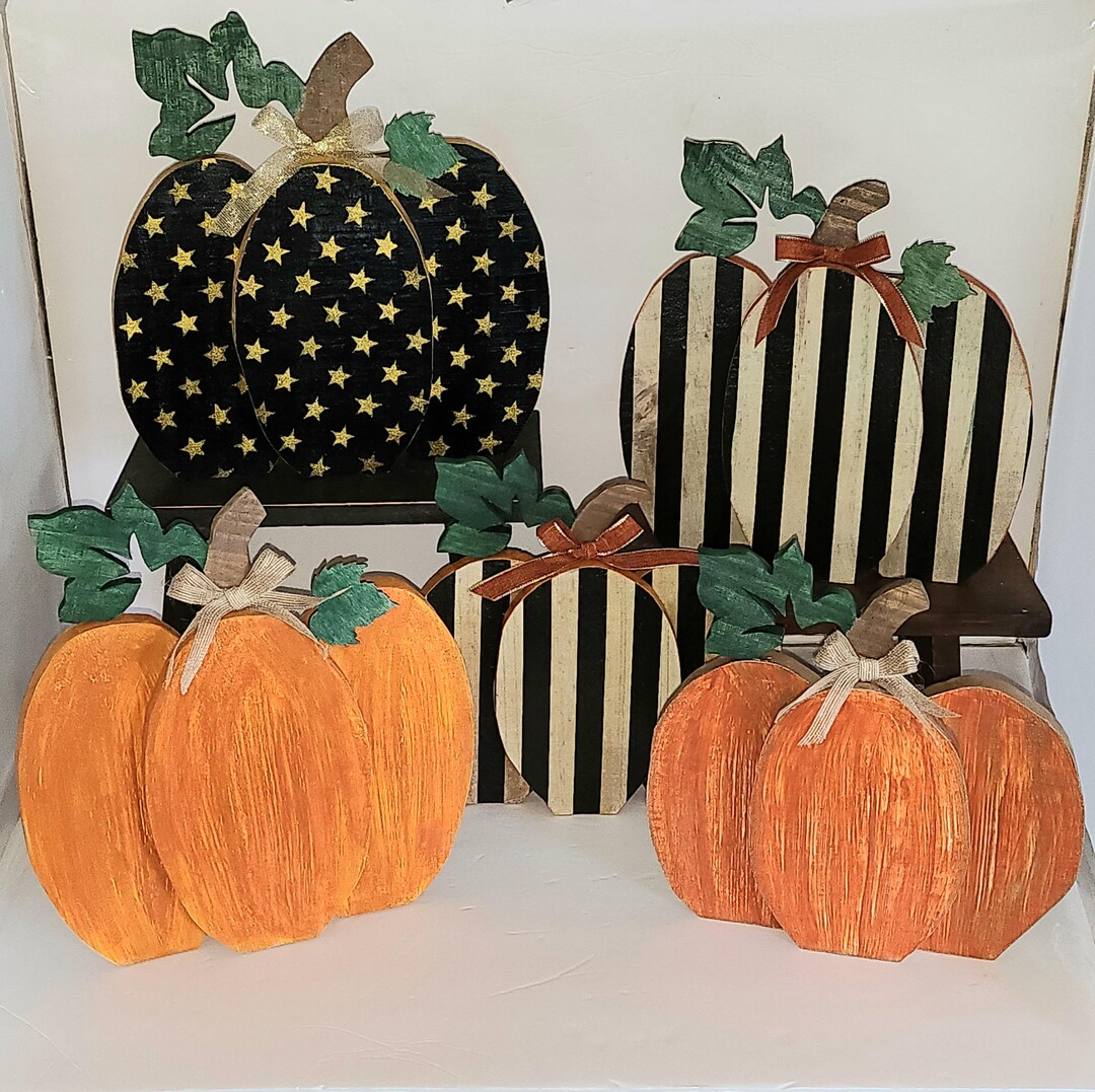 Reclaimed Wood Large Pumpkins Hand Cut & Handpainted Autumn Fall ...