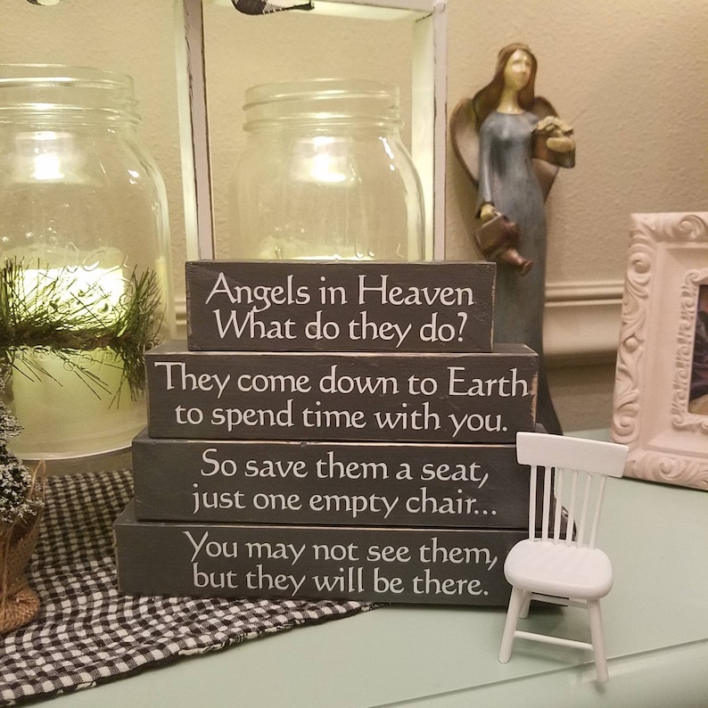 Angels in Heaven Wood Blocks & Chair Set Memorial Bereavement | Etsy