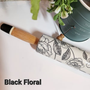 Vintage Style Rolling Pin Solid Wood Floral Fruit Holiday Designs ...