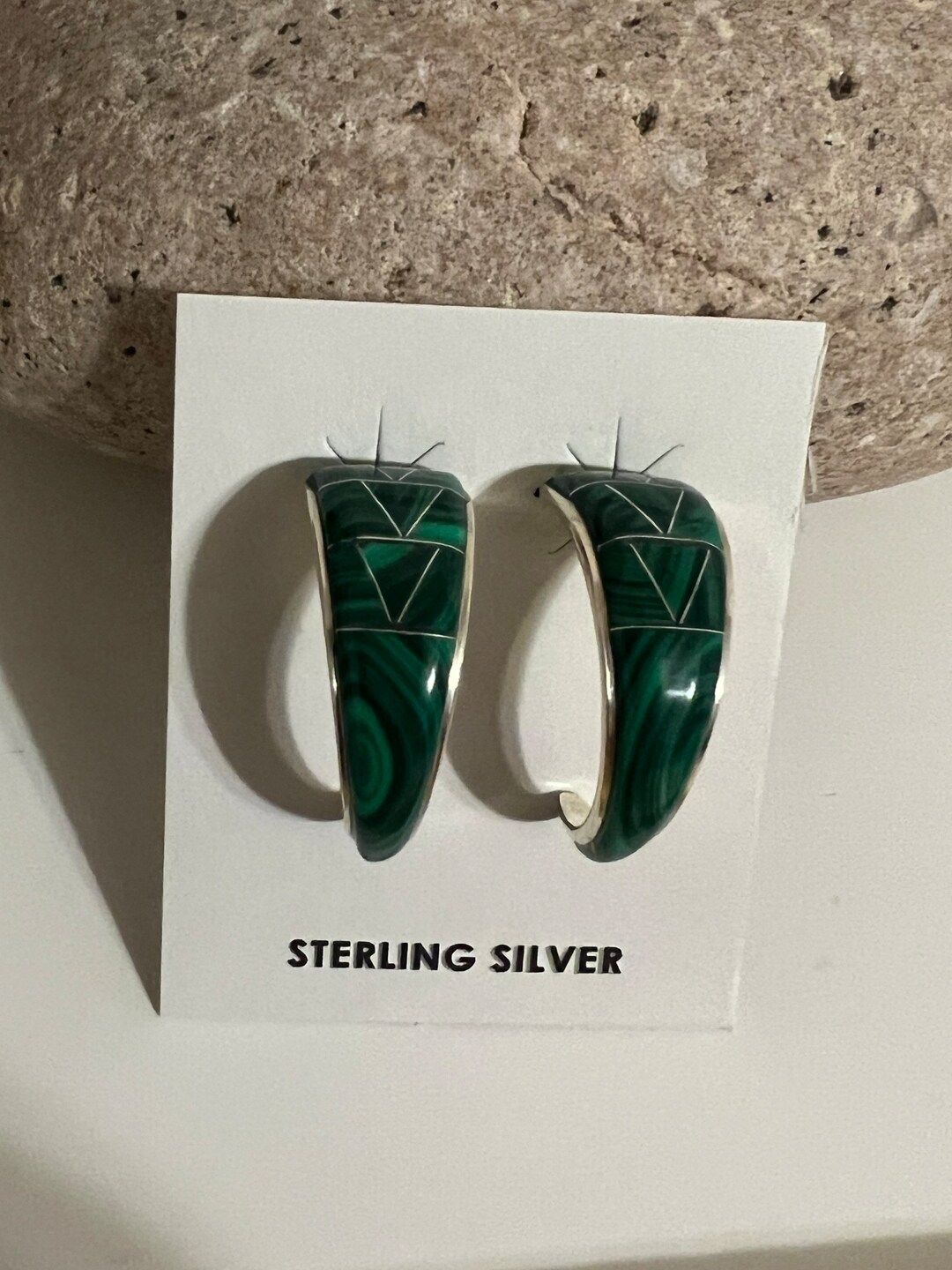 Hoops Malachite Earrings/hoops/inlay/hoops Malachite Inlay Earrings ...