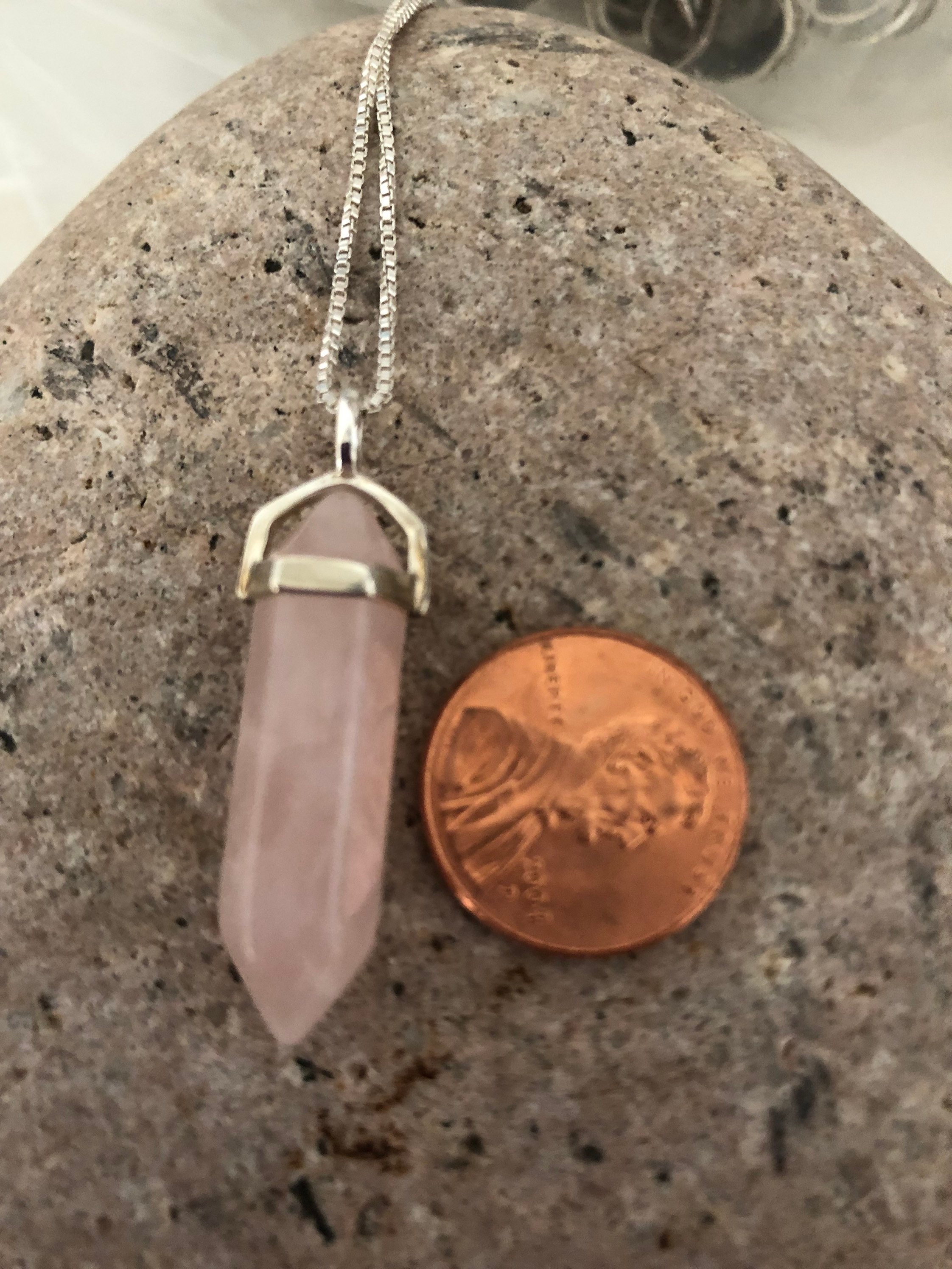 Pink Stick/rose Quart Sticks/ Pink Sticks Pendant Necklaces/sticks ...