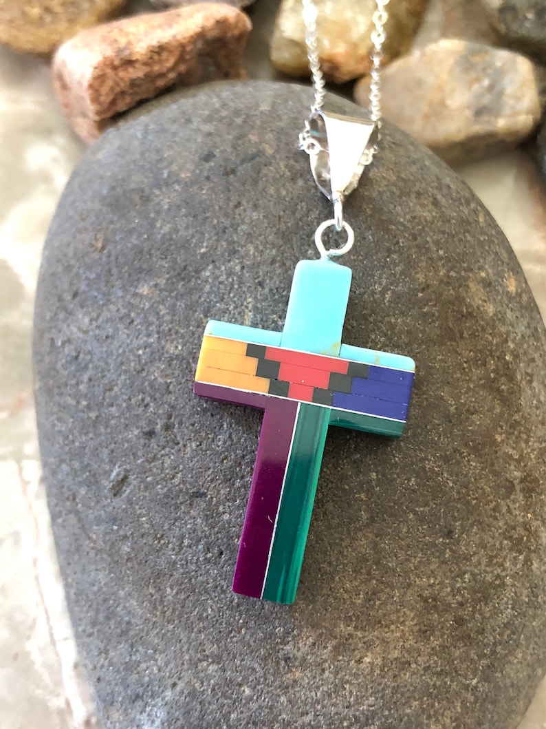 Colorful Cross Pendent/pendant/necklace/sterling Silver Cross Pendent ...