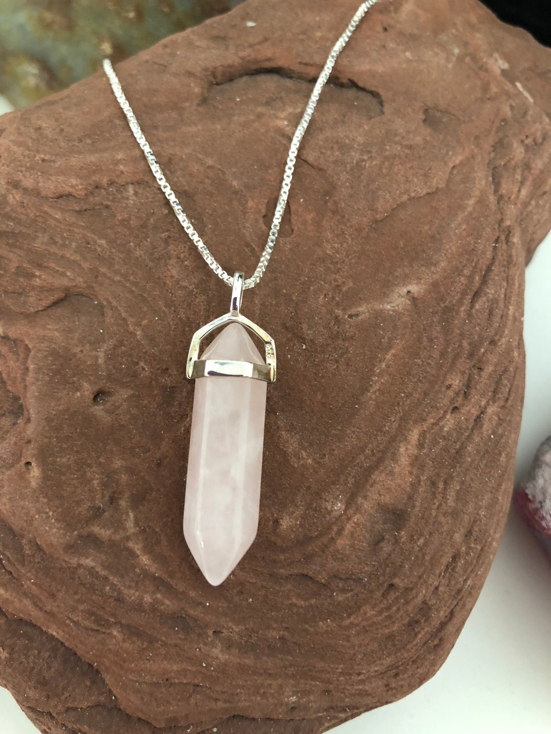 Pink Stick/rose Quart Sticks/ Pink Sticks Pendant Necklaces/sticks ...