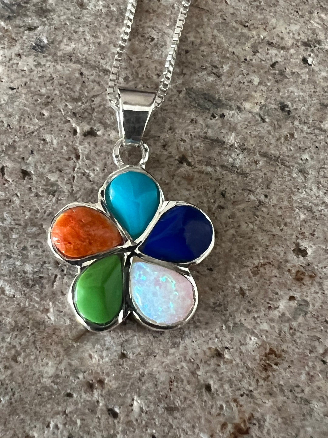 Flower/colorful Flower Pendant Necklaces/flower Inlay/flower Necklaces ...