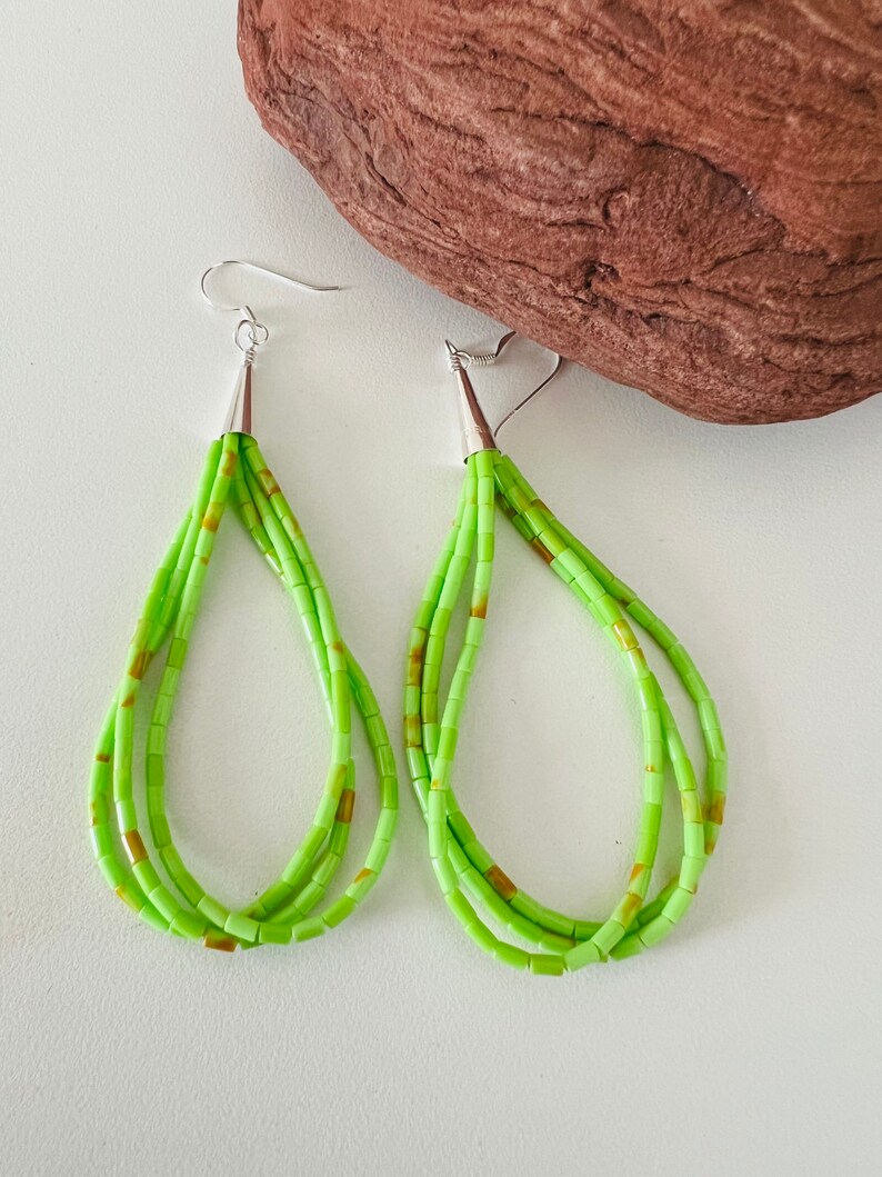 Green Gaspeite Earrings/green Heishi Earrings/green Gaspeite Heishi ...