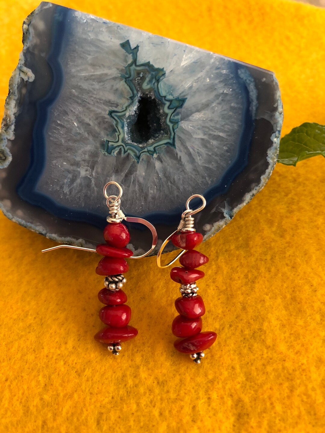 Red Earring /red Beaded Earrings/dangle Drop Earrings/ Red Stone ...