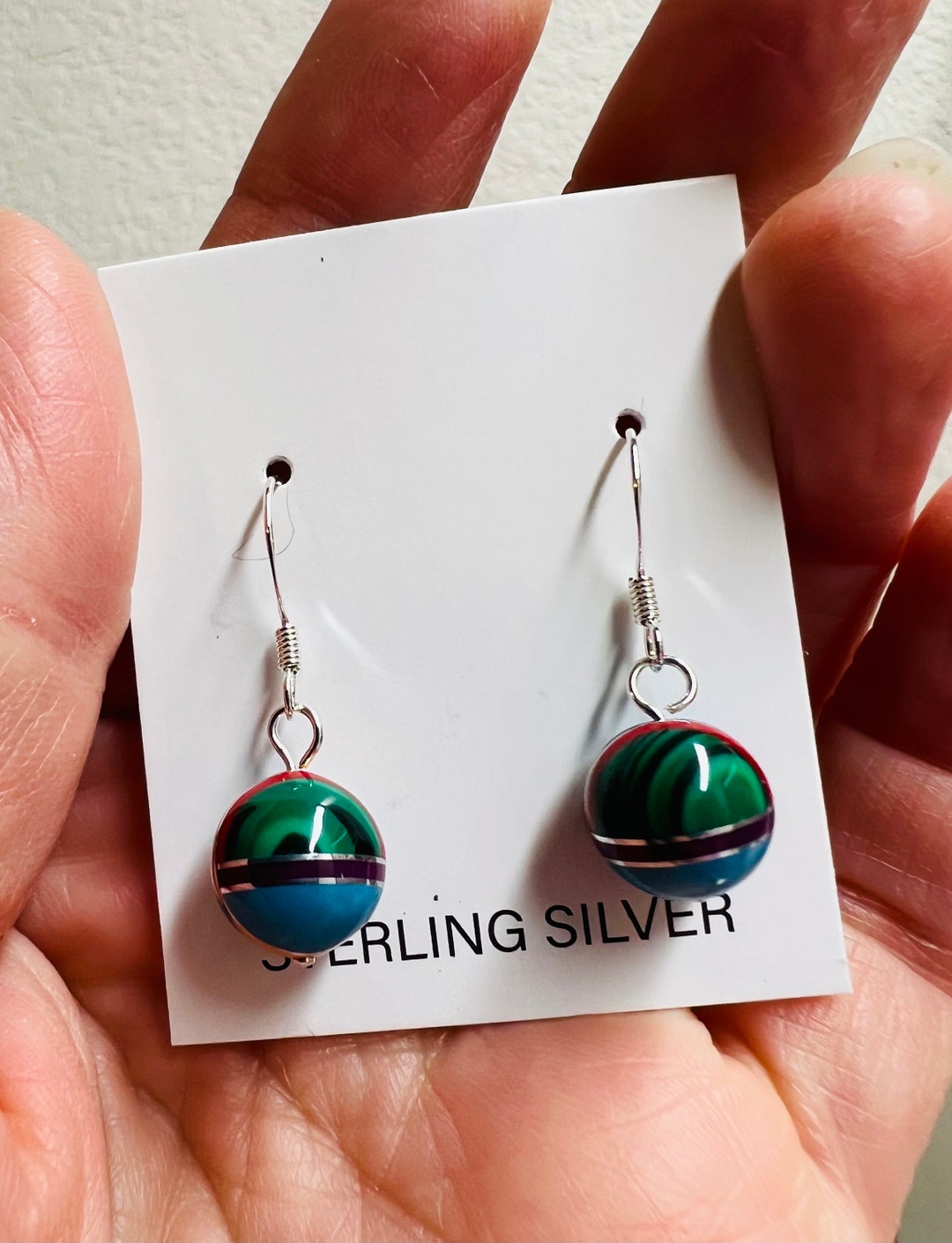 Colorful Earrings/sterling Silver Multi Color Ball Earrings/turquoise ...