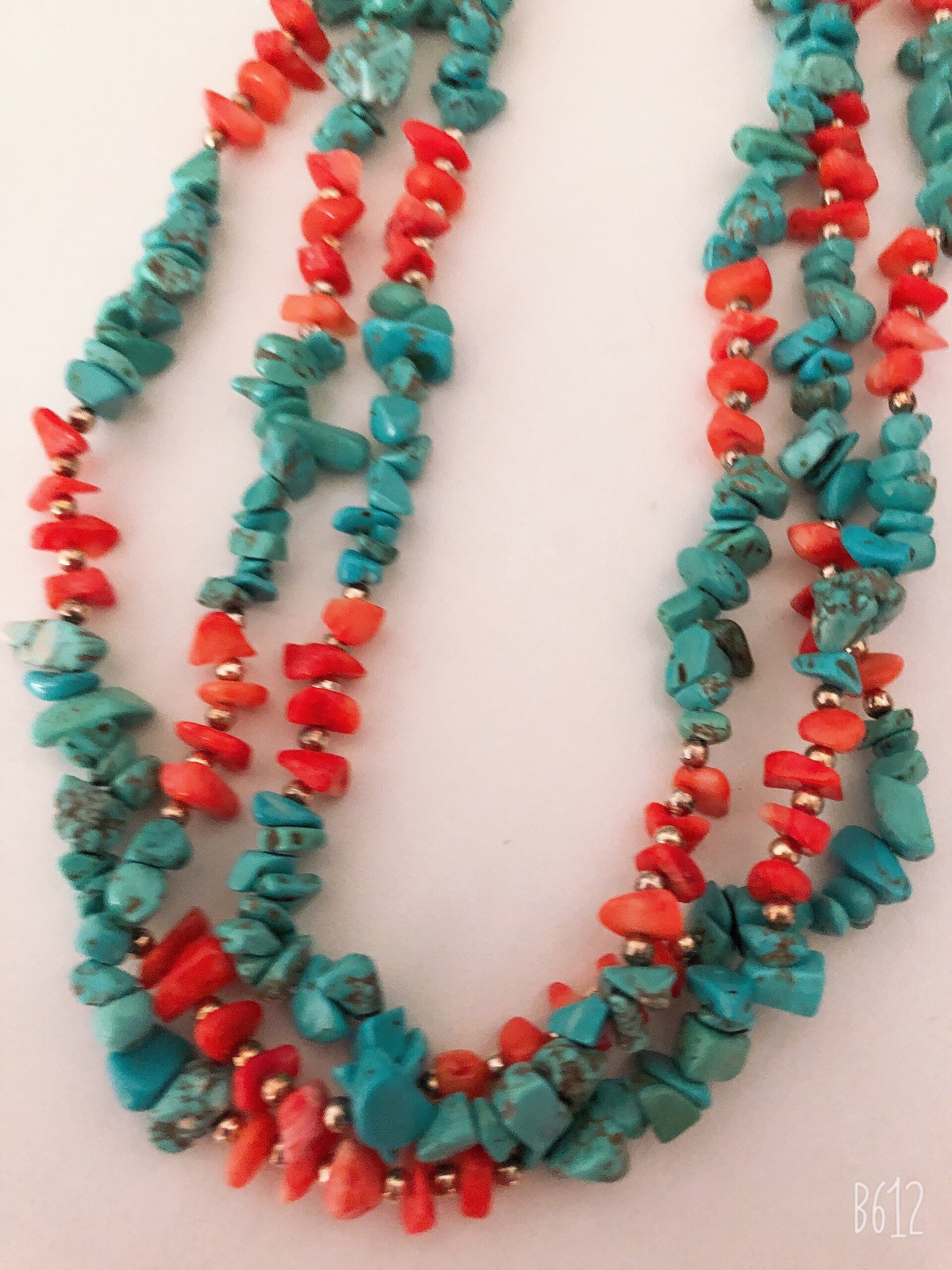 Turquoise necklace/Turquoise and coral nuggets necklaces/3 | Etsy