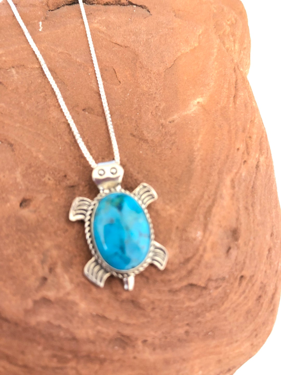 Southwestern Turtle Necklace Pendent/turtle Pendent With Silver Snake ...