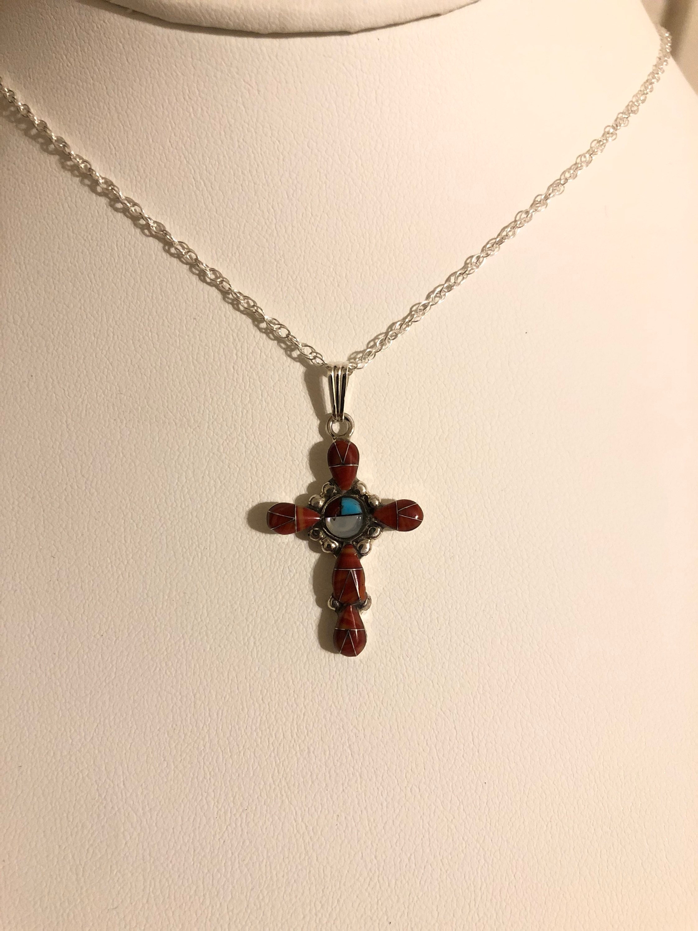Red Cross necklaces / Southwestern inlay Red Cross pendent | Etsy