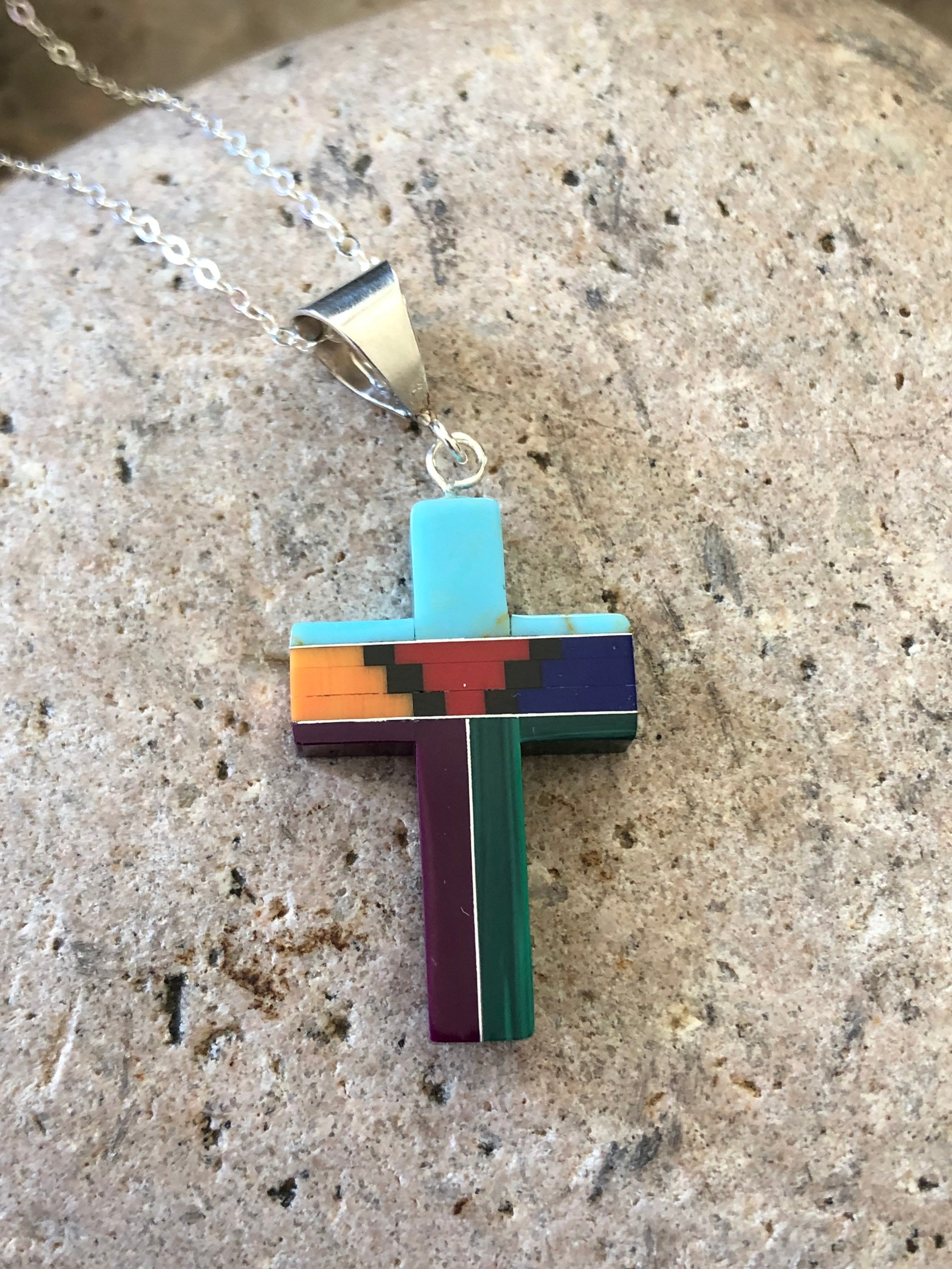 Colorful Cross Pendent/pendant/necklace/sterling Silver Cross Pendent ...
