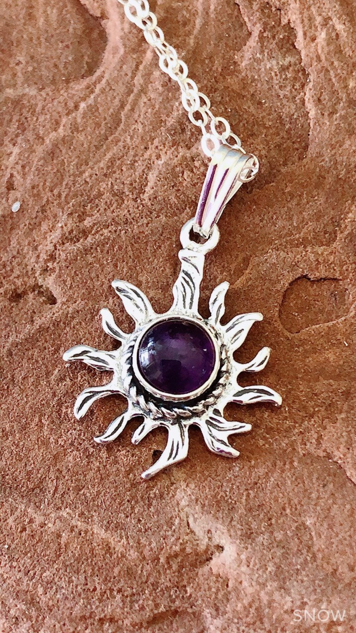 Amethyst Pendent/sunface Amethyst Pendant Necklaces/sterling Jewelry ...