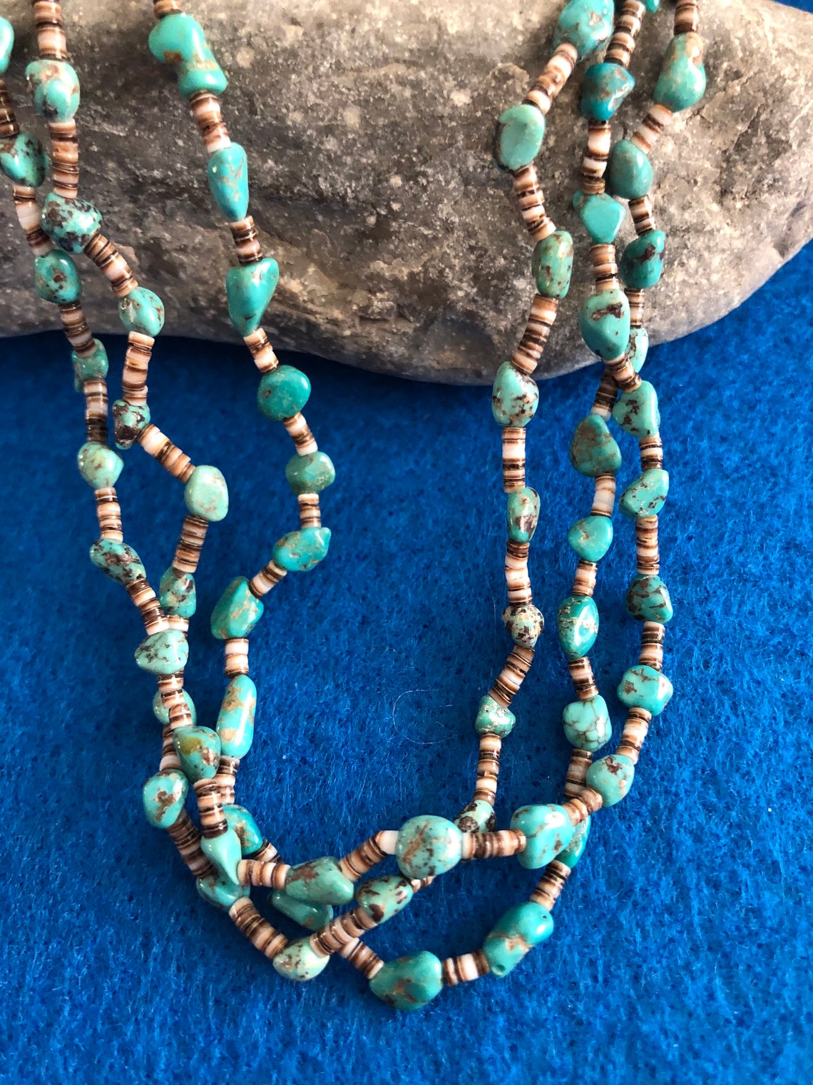 Multi Strands Turquoise Necklace/Natural Turquoise Beaded | Etsy