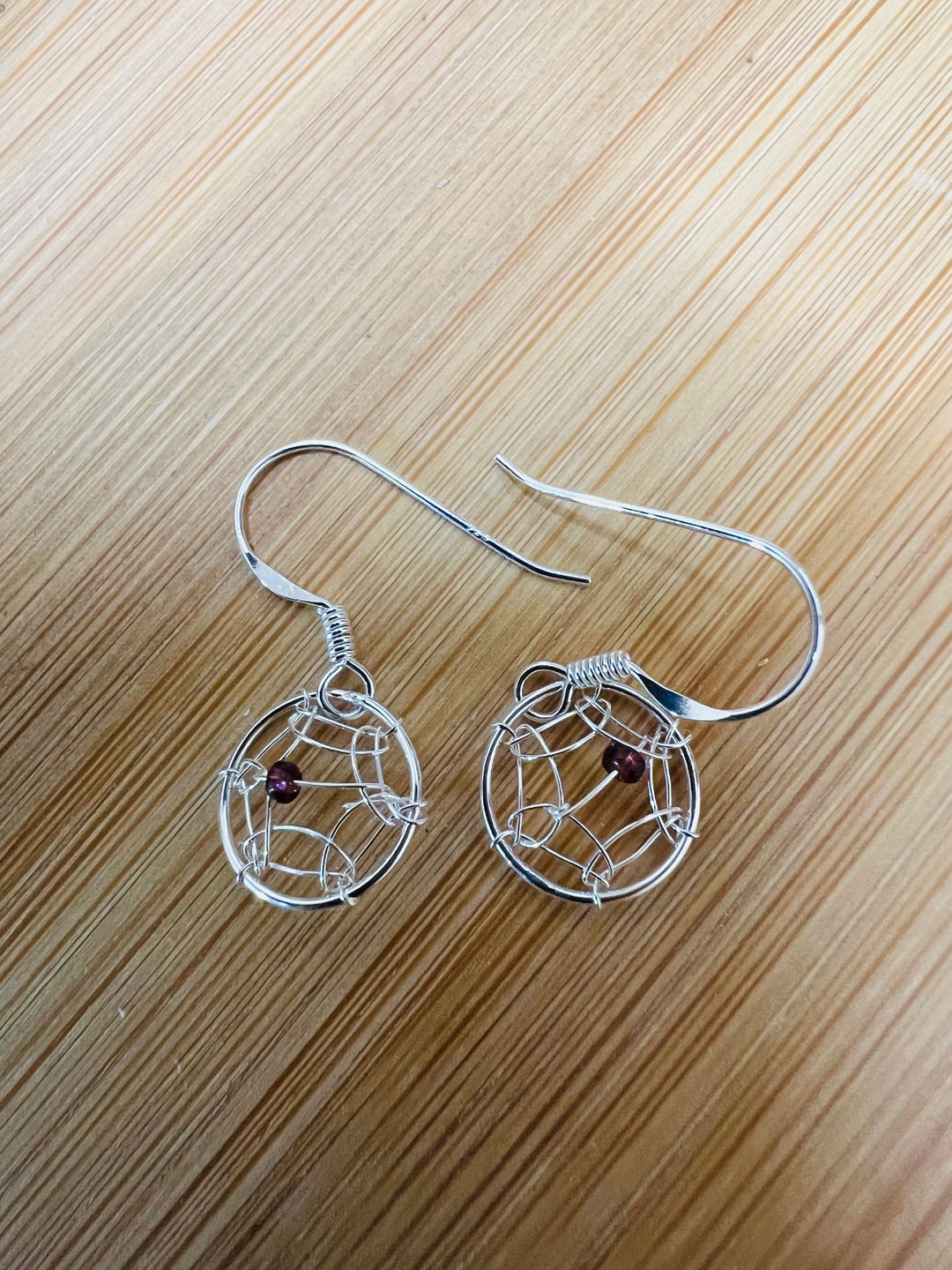 Mini Dream Catcher /purple Dream Catcher / Sterling Silver Dangle Drop ...