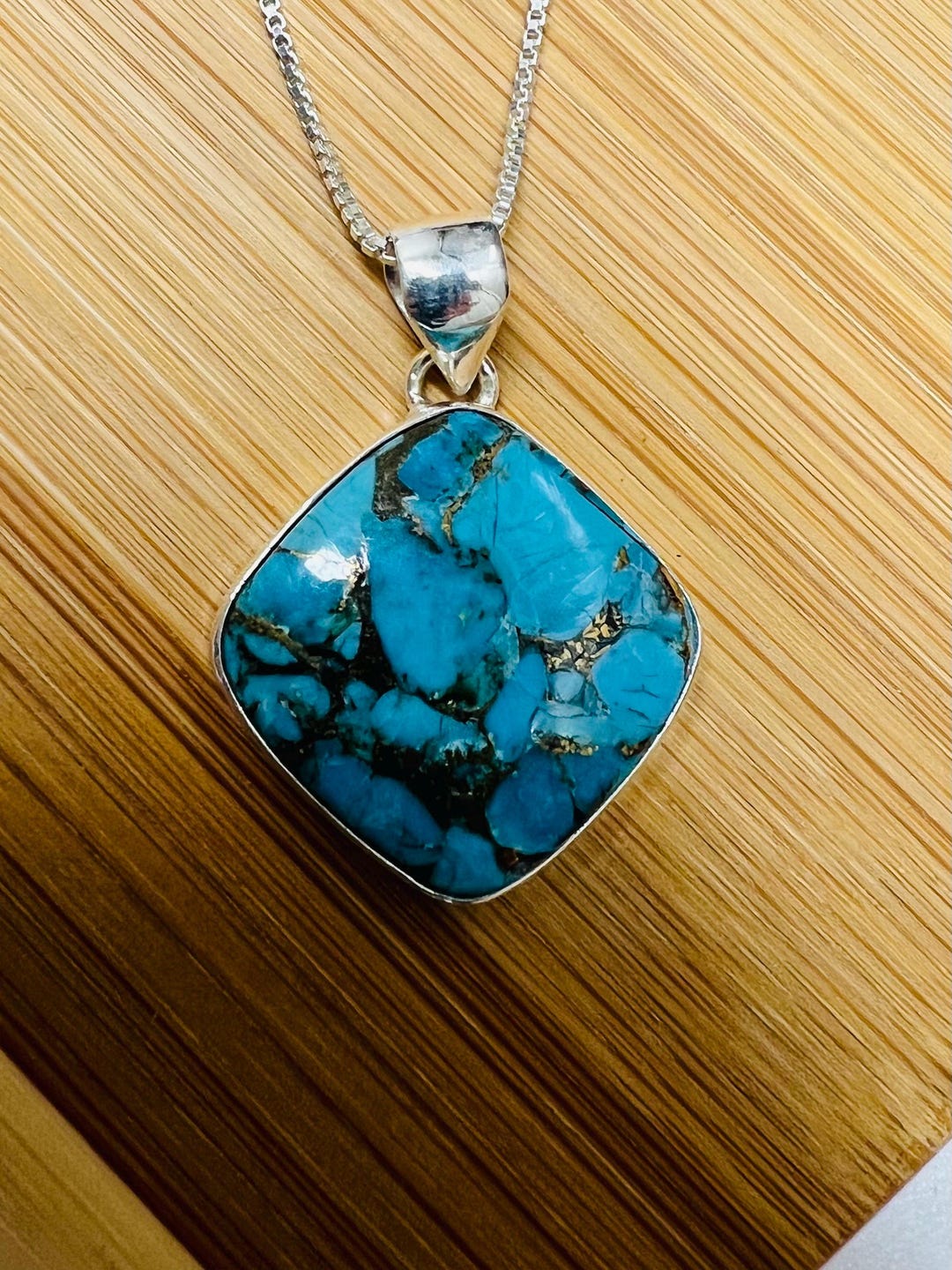Genuine Copper Turquoise /copper Turquoise Pendant /sterling Silver ...