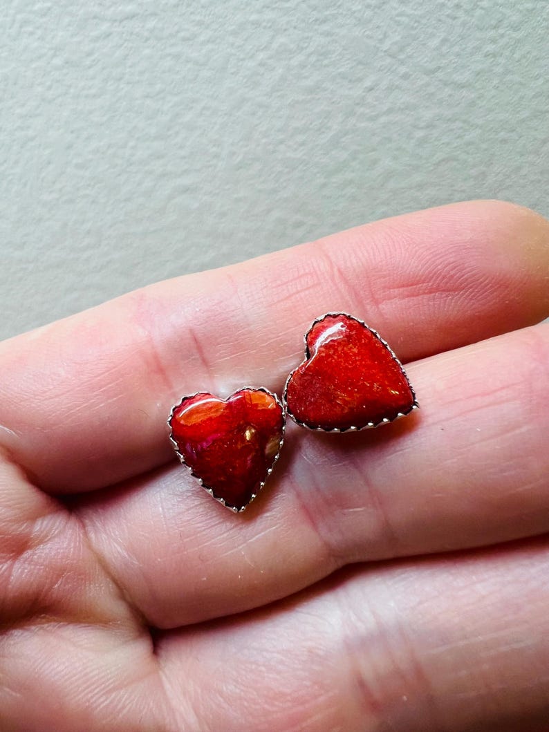 Spiny Oyster Stud Earrings/ Southwestern Spiny Oyster Hearts Earrings ...