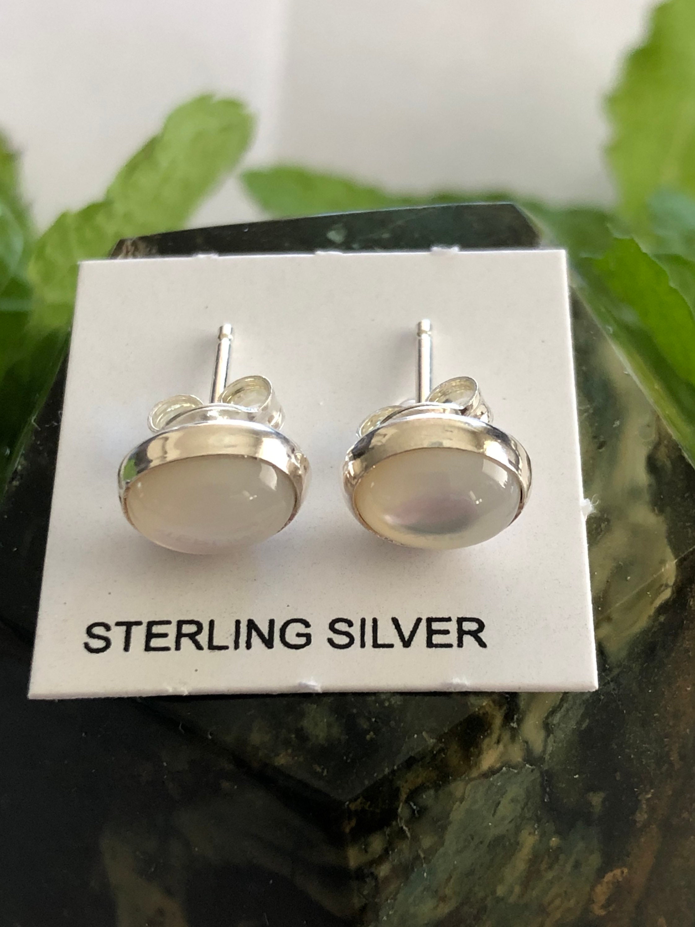 6x8mm Oval/ Pearl/white stone/pearl shape/Genuine 925 Sterling | Etsy