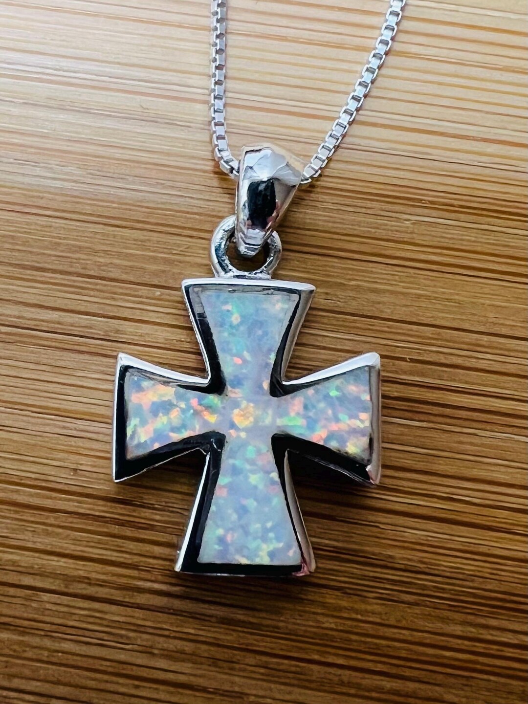 Cross/white Opal Cross Pendant/white Cross Necklaces/cross Opal Inlay ...