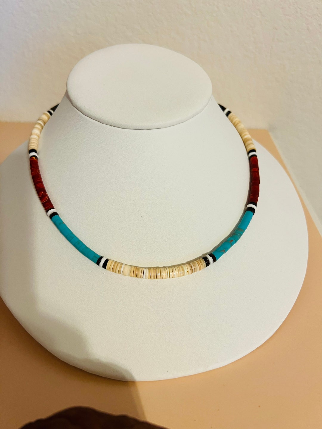 Beaded Necklace /multi Color Synthetic Beads Necklace Southwestern ...