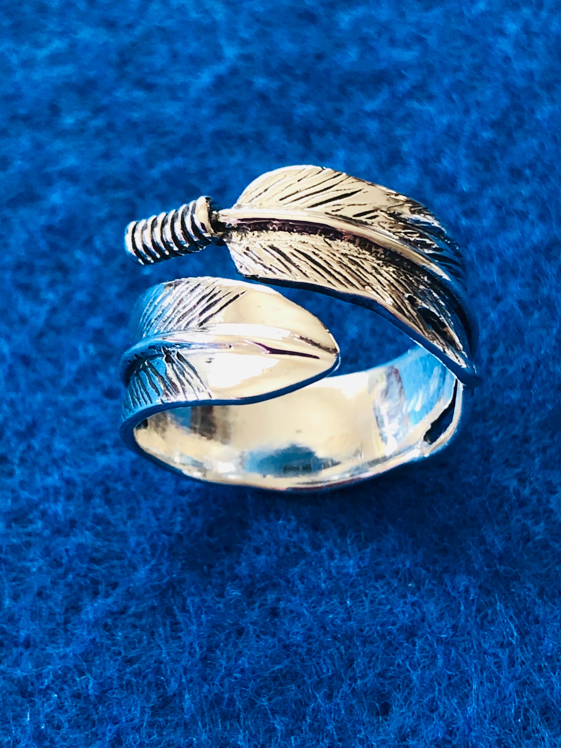 Anillo de plumas /Anillo de plumas de plata esterlina /Tamaño | Etsy