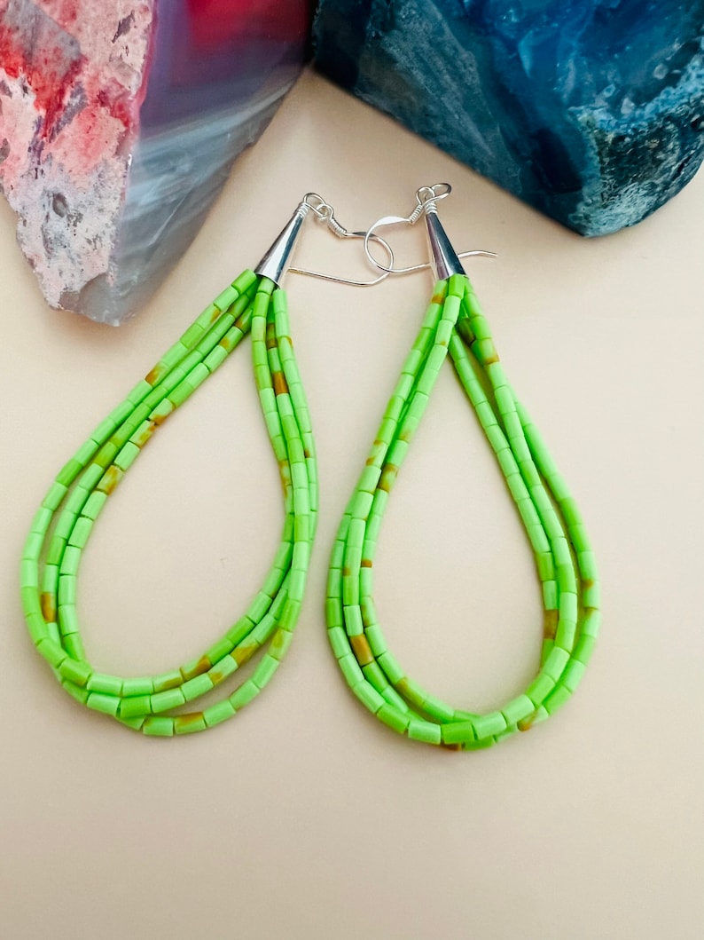 Green Gaspeite Earrings/green Heishi Earrings/green Gaspeite - Etsy