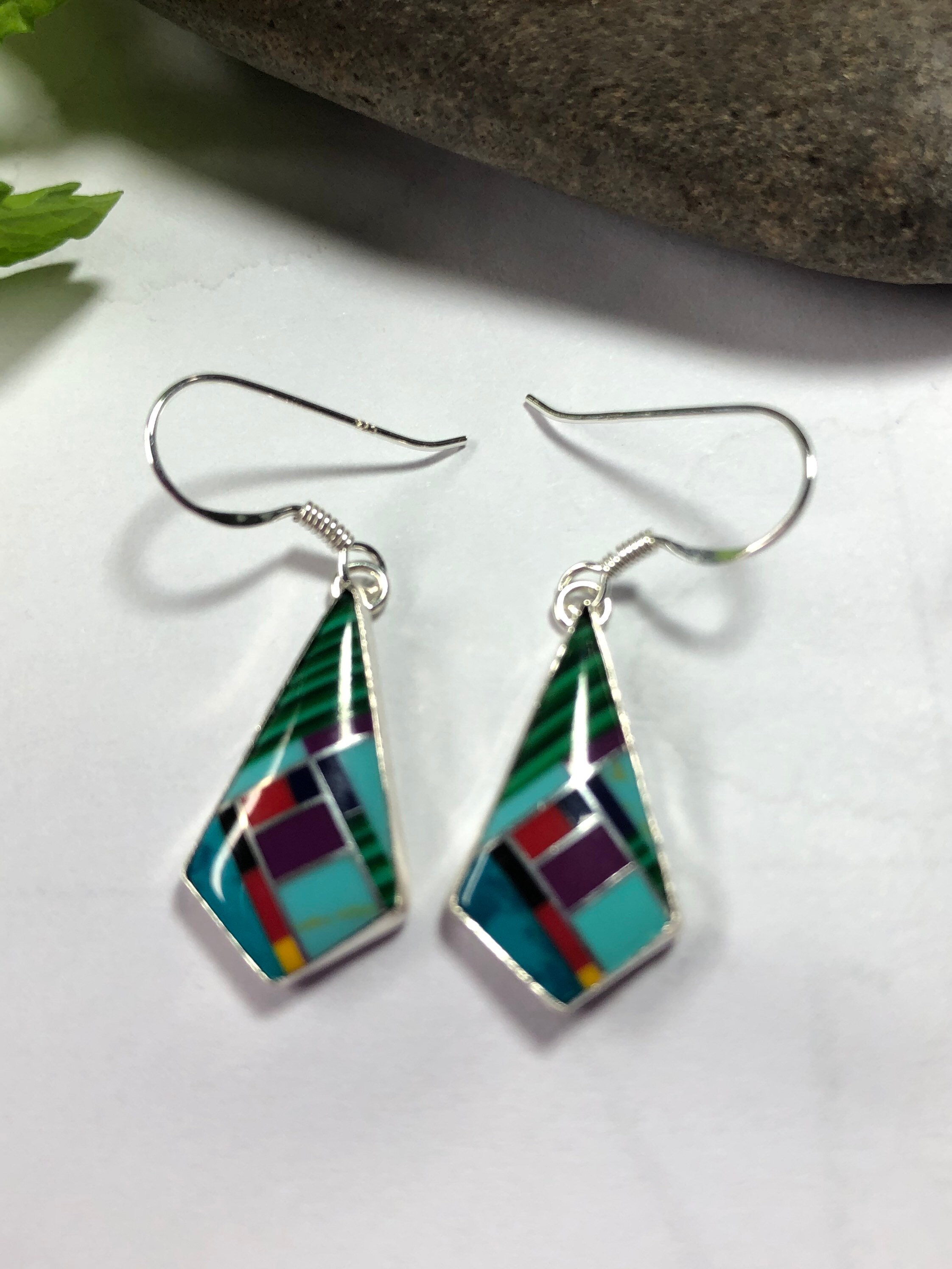 Southwest Inlay Earring/Inlay Drop Earring/ Multi Color | Etsy