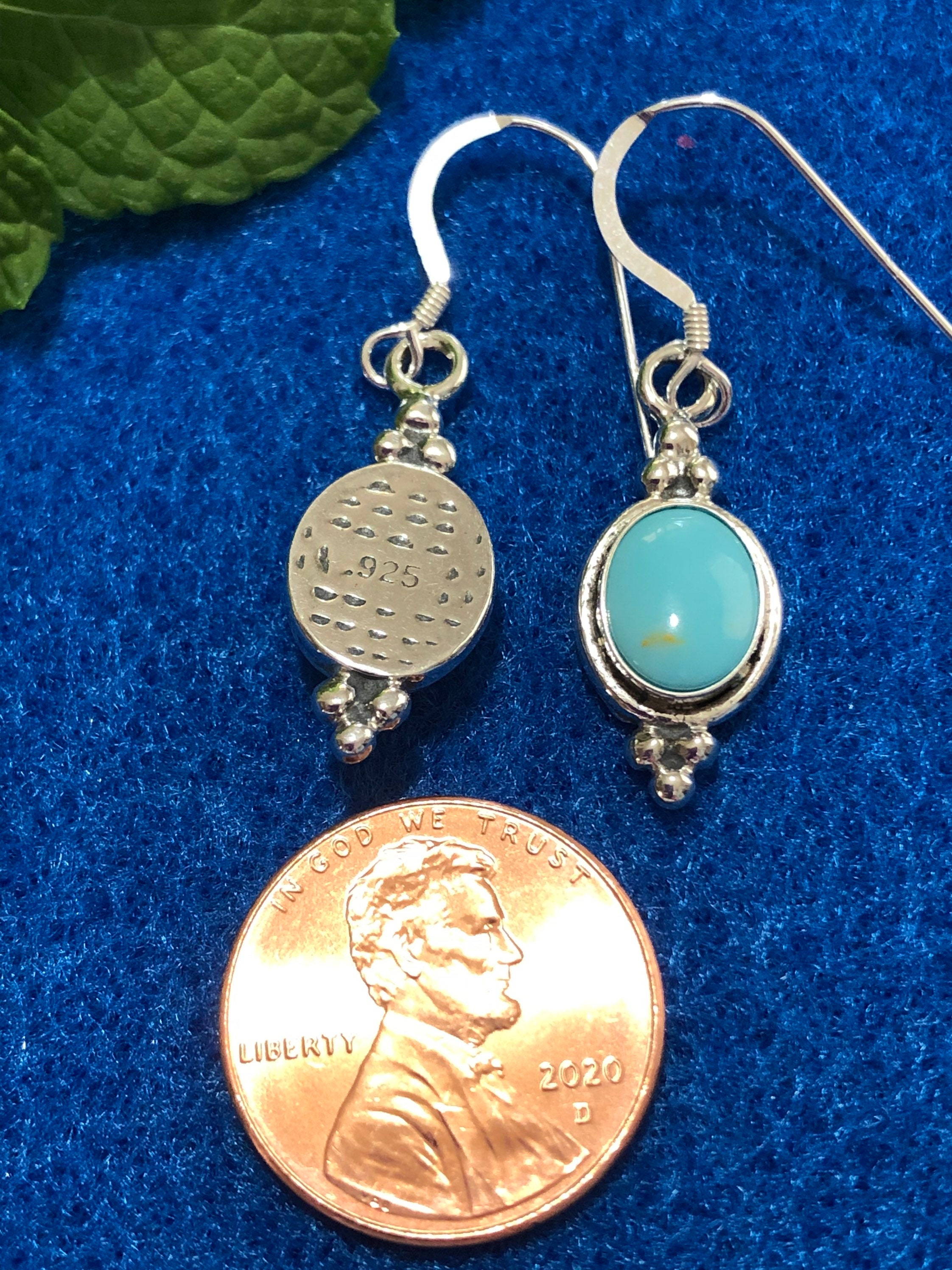 Blue Oval Earring/sterling Silver /blue Earrings/ Turquoise Jewelry/7x9 ...
