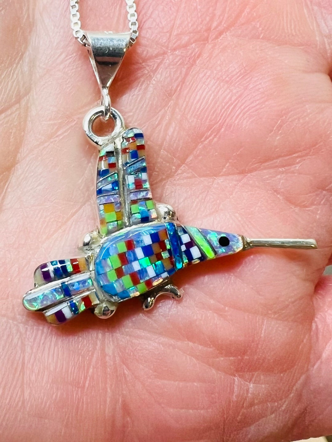 Hummingbird/hummingbird Inlay /multi Color Inlay Pendant Necklaces ...