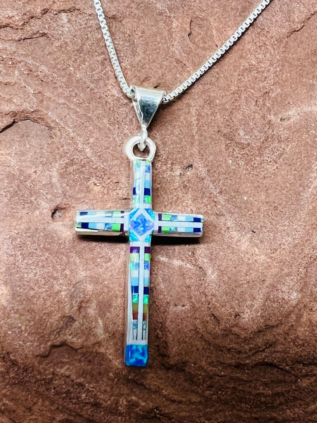 Cross/inlay/multi Color Cross/cross Inlay /multi Color Inlay Pendant ...