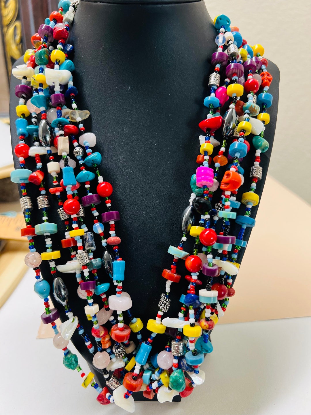 Multi Color Beaded and Seeds Beads Necklaces/colorful Seeds Bead ...