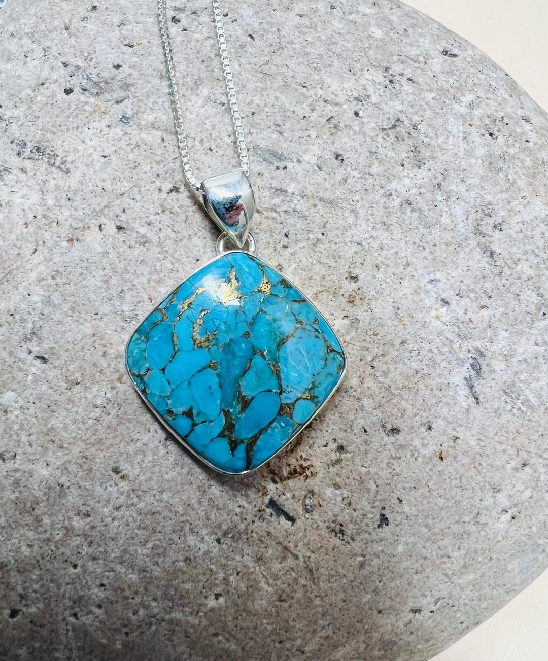 Genuine Copper Turquoise /copper Turquoise Pendant /sterling Silver ...