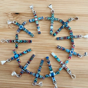 Cross/inlay/multi Color Cross/cross Inlay /multi Color Inlay Pendant ...