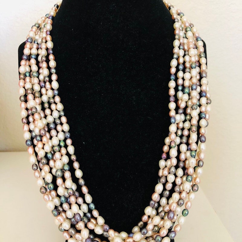 Multi Strand Pearl Necklace - Etsy