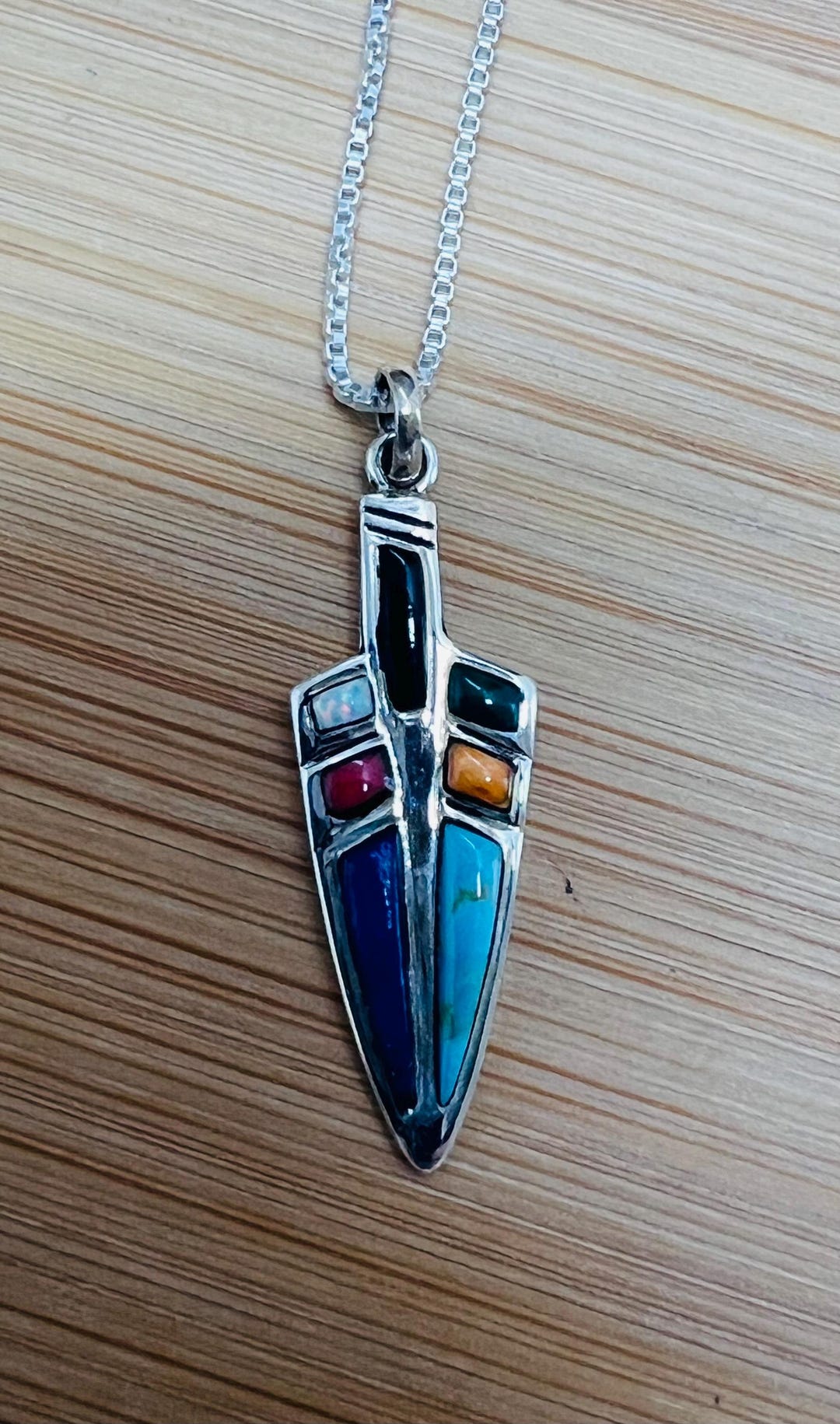 Colorful Errow Head Pendant/sterling Silver Multi Color Errow Hsad ...