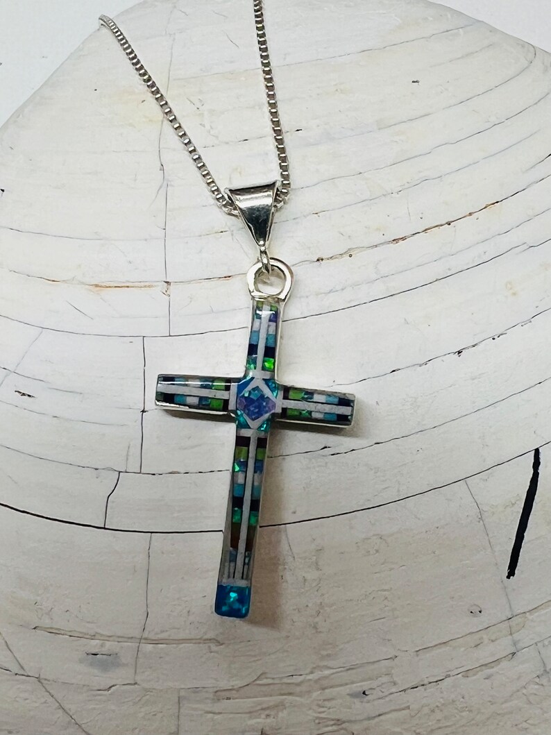 Cross/inlay/multi Color Cross/cross Inlay /multi Color Inlay Pendant ...