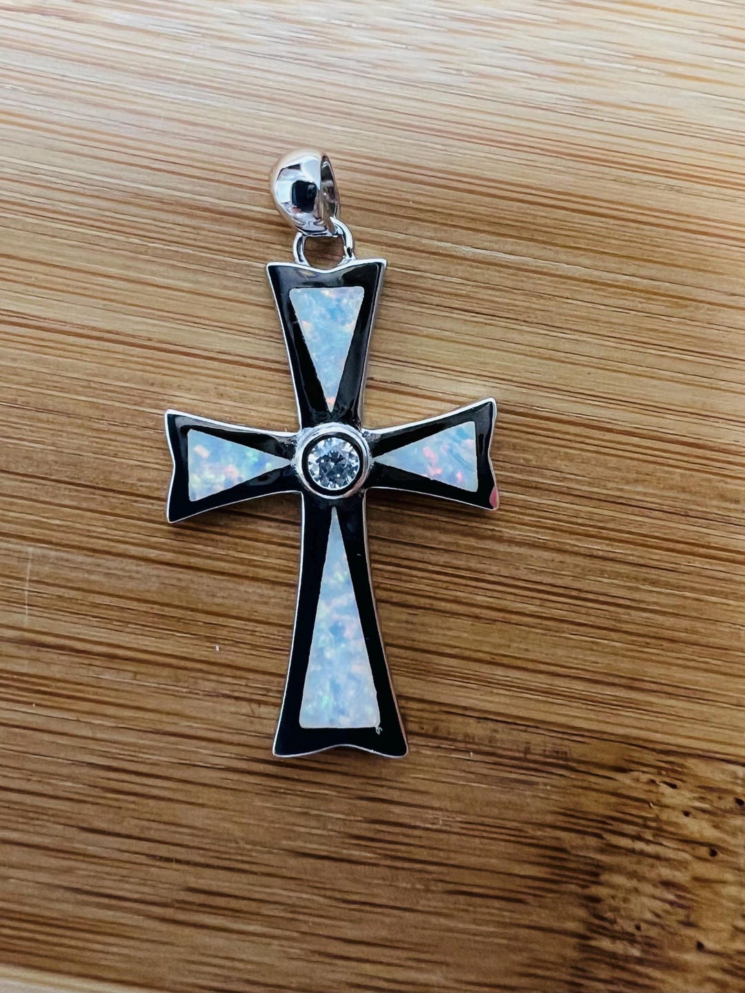 Southwestern Inlay White Opal Cross Pendant Necklace/cross Inlay/925 ...