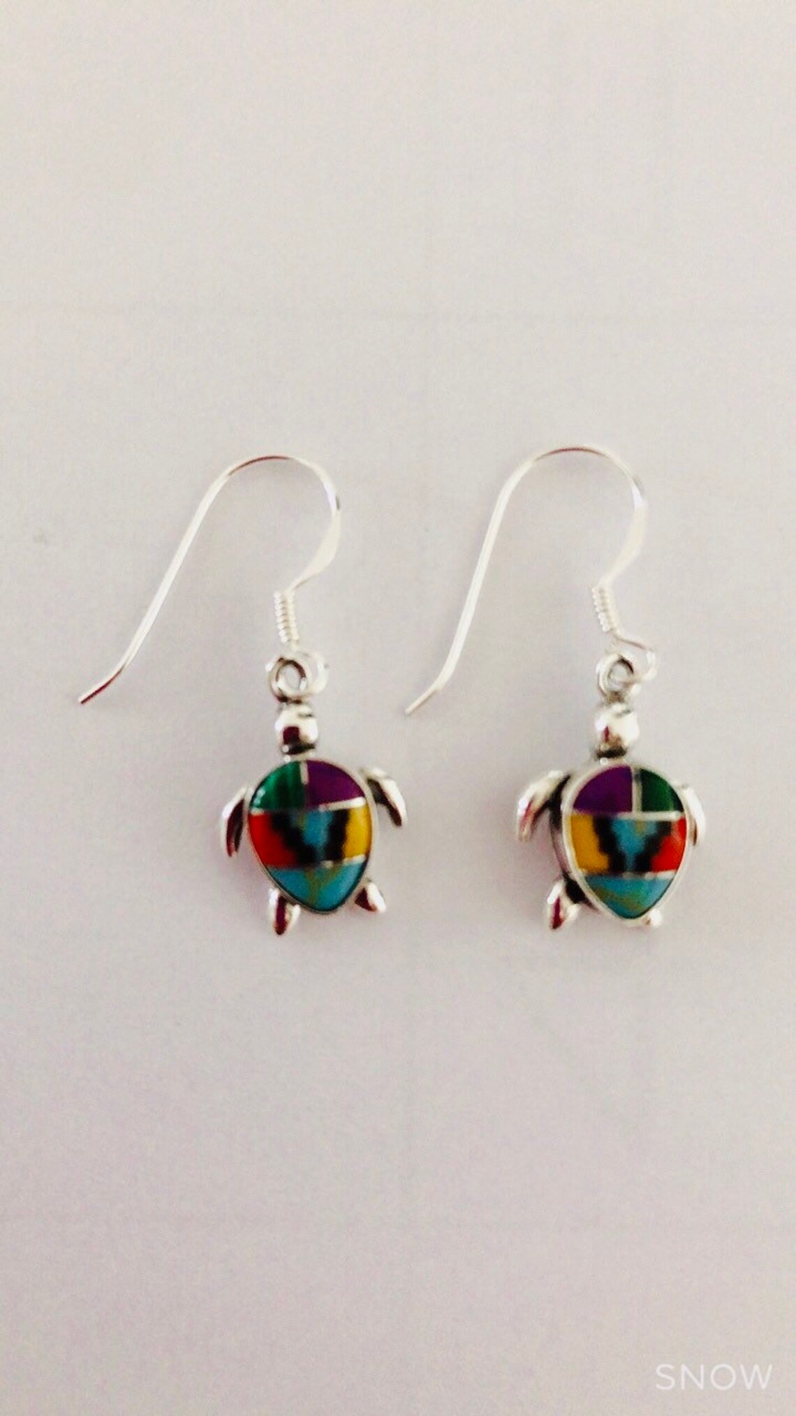 Teardrop 7x9 Inlay Sea Turtle Earrings/multi Color Turtle - Etsy