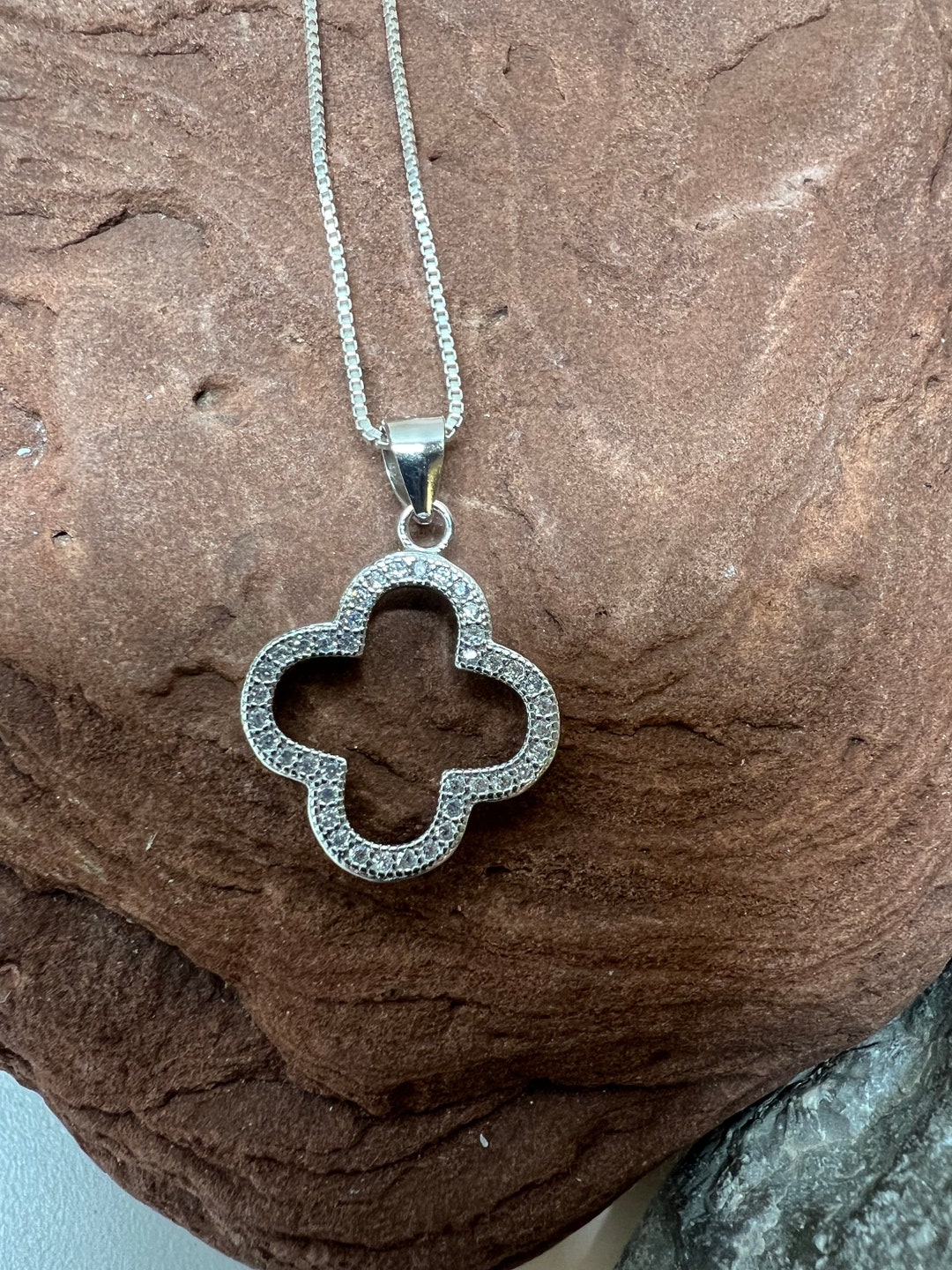 Beautiful Small Sterling Silver CZ Diamonds Flower Pendent/southwestern ...