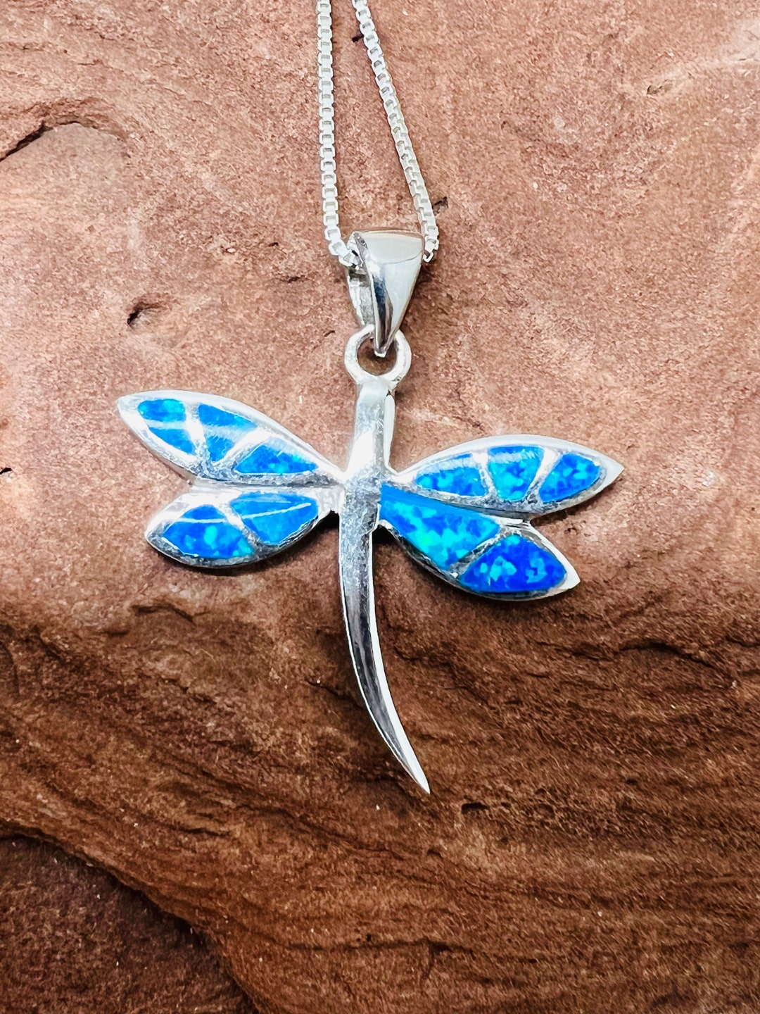 Dragonfly Pendent/blue Opal Dragonfly/southwestern Sterling Silver ...