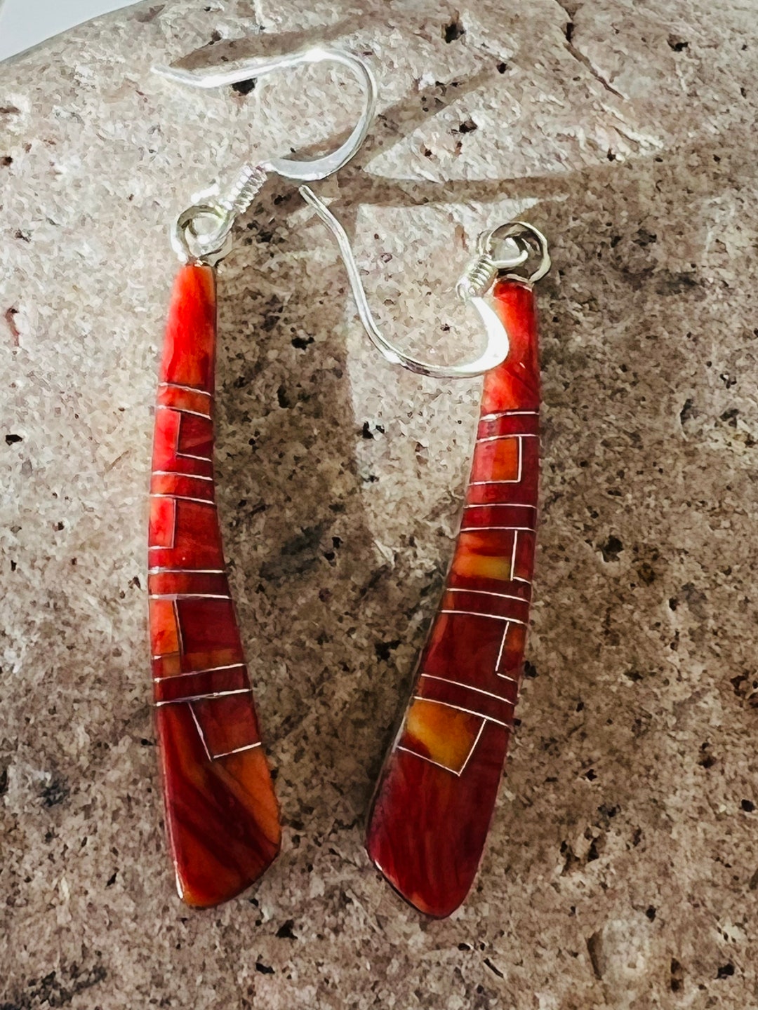 Red Earrings/red Spiny Oyster Inlay Earrings/spiny Oyster Jewelry ...