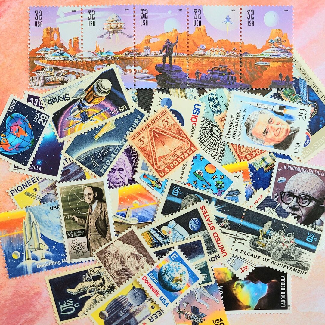 50 Vintage Space & Science Theme Unused Postage Stamp - Etsy